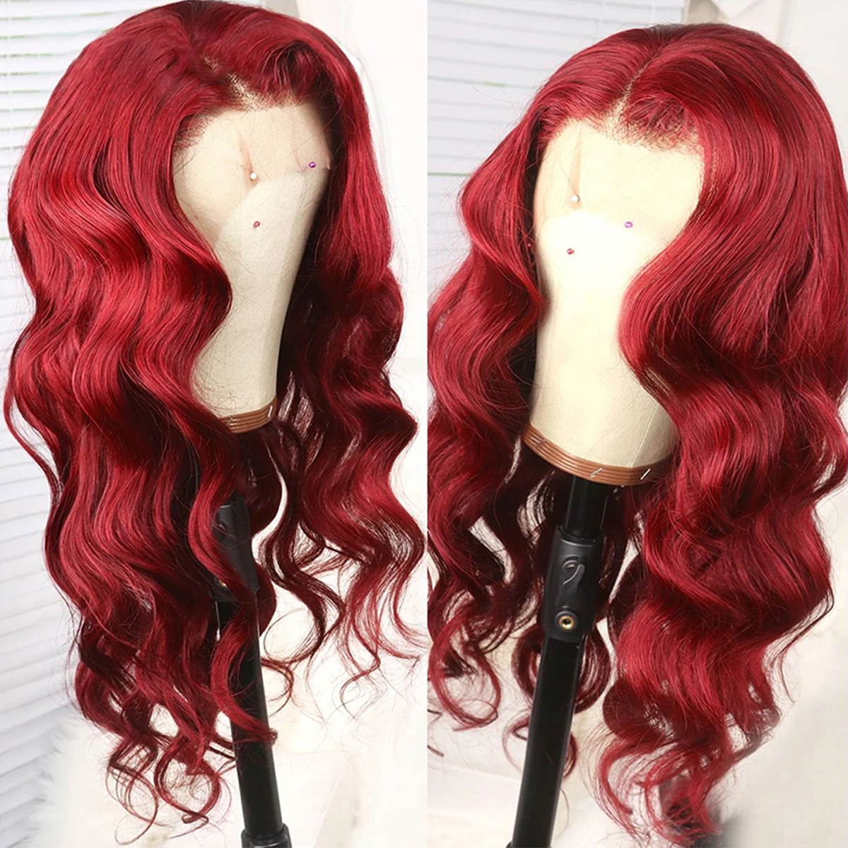 13×6 Lace Front Wigs Red Color Body Wave Human Hair Wigs 150 200 ...